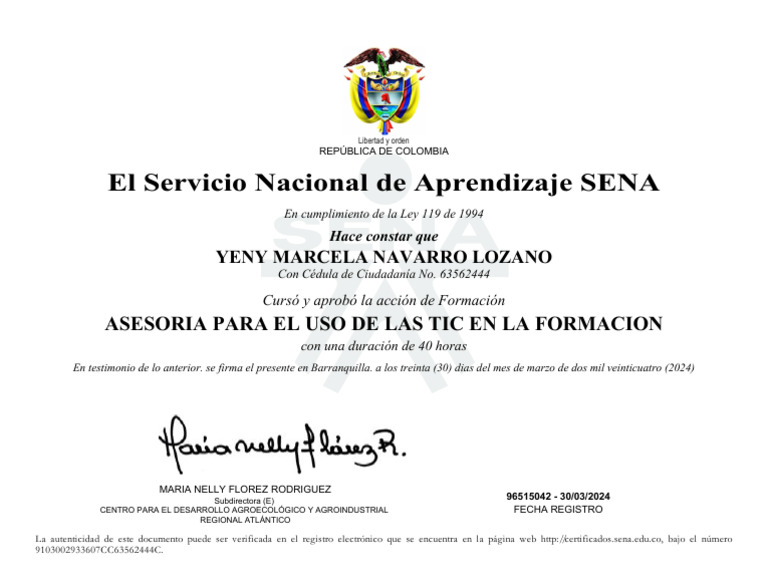 Certificado Uso de Las Tic Sena | PDF