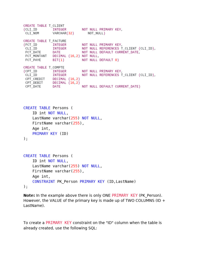 SQL Table Creation and Constraints | PDF