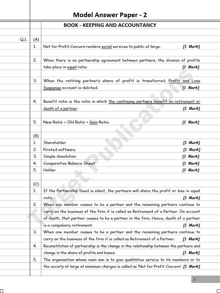 BK Model Answer Paper (2 to 4)_ TARGET | PDF | Expense | Debits And Credits