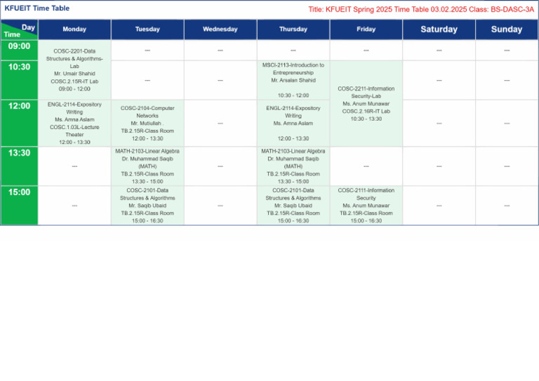 Time Table | PDF