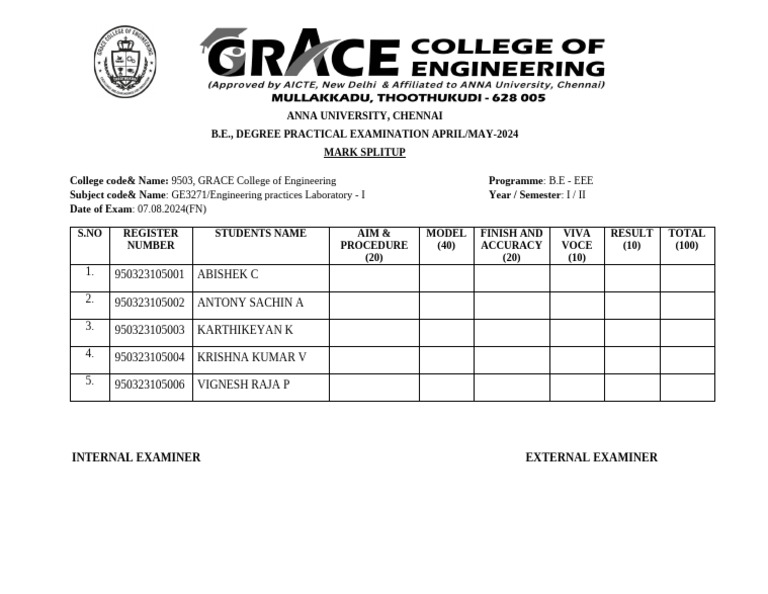 GE3271 Engineering Practices Lab Exam | PDF