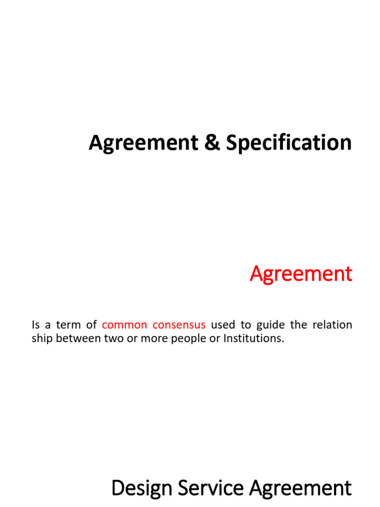 Agreement and Specification | PDF | Specification (Technical Standard)