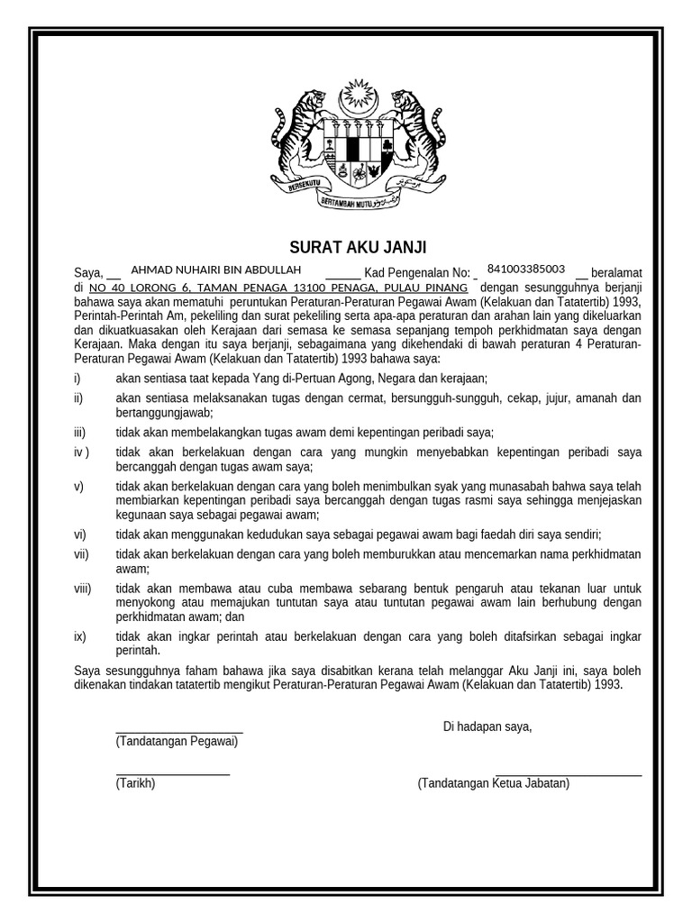 Surat Aku Janji | PDF