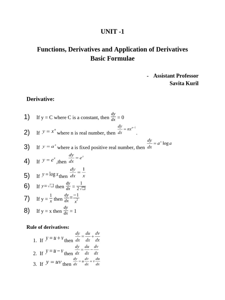 Fybcom Old Syllabus Unit-1 Formulae | PDF