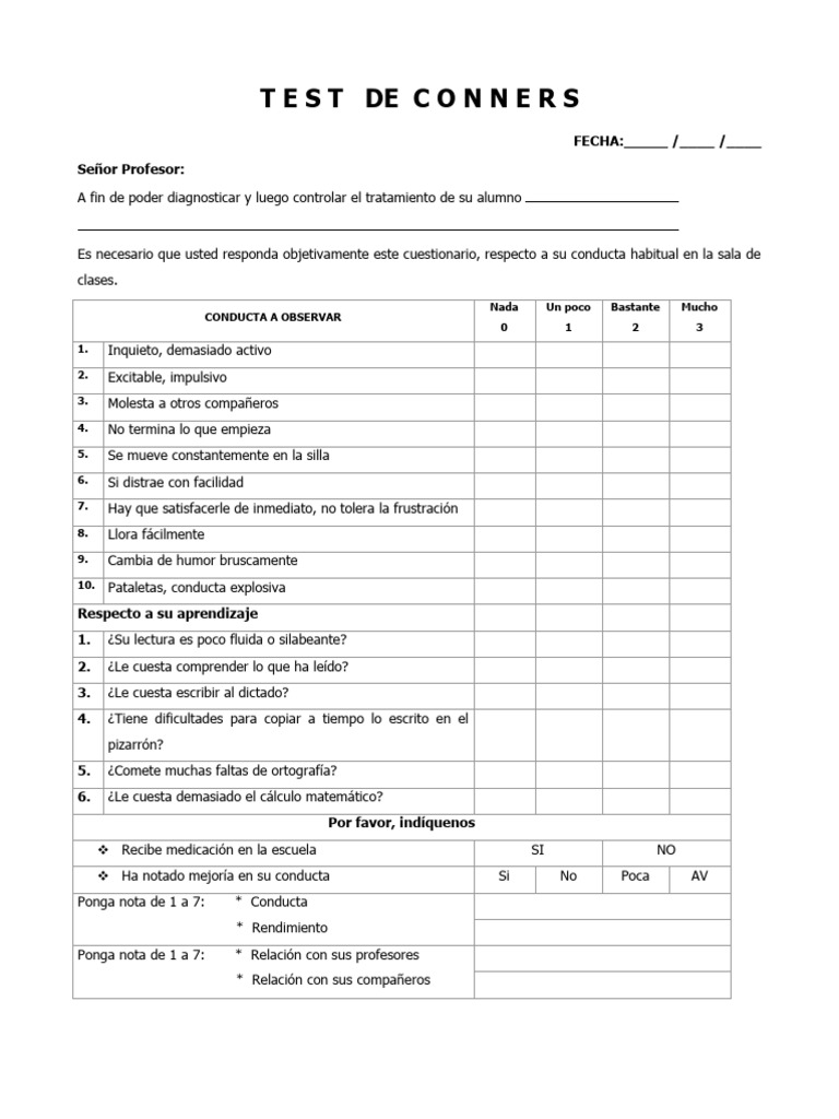 Test Conners SM | PDF