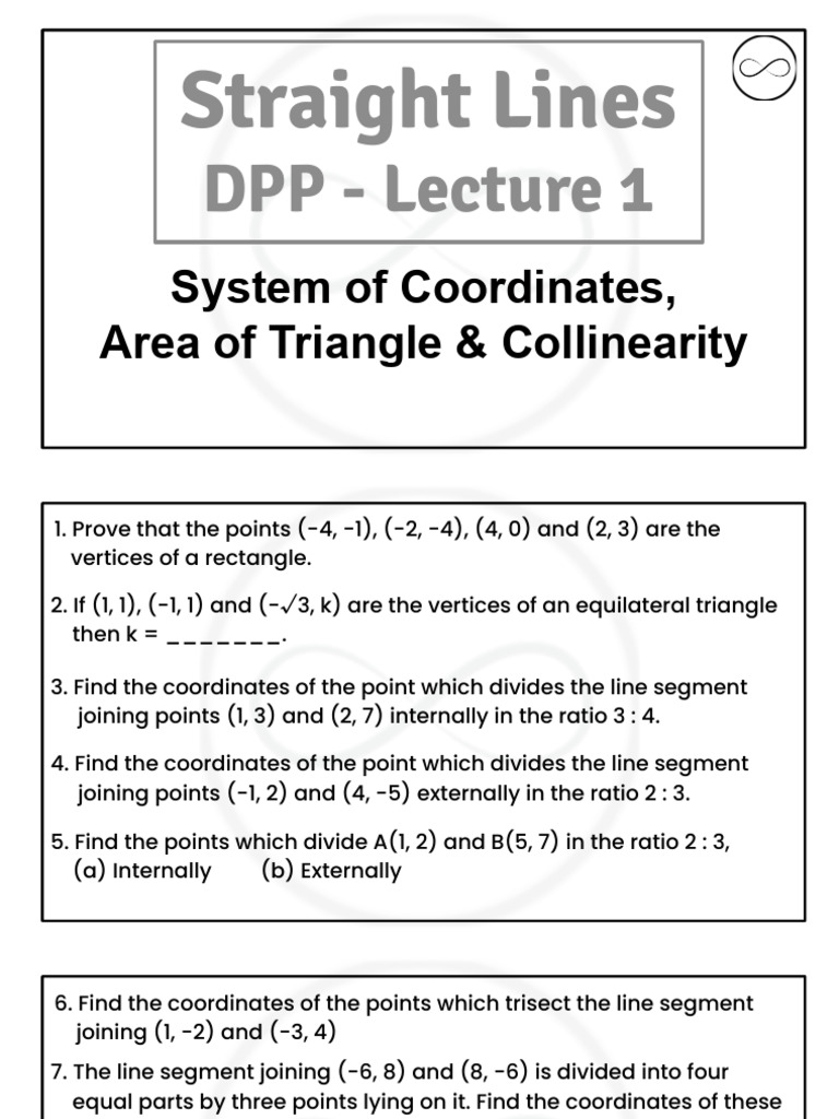 StraightLines-Lecture1 DPPNexus1 | PDF | Triangle | Area