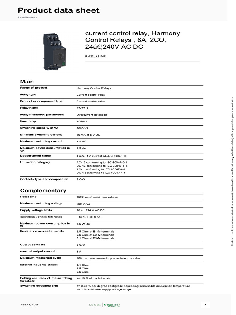 Schneider Electric - Harmony-Control-Relays - RM22JA21MR | PDF | Relay ...