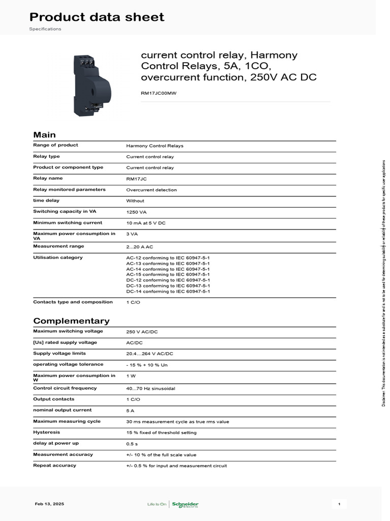 Schneider Electric - Harmony-Control-Relays - RM17JC00MW | PDF | Relay ...