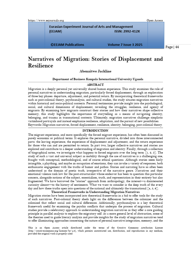 Narratives of Migration: Stories of Displacement and Resilience (WWW ...