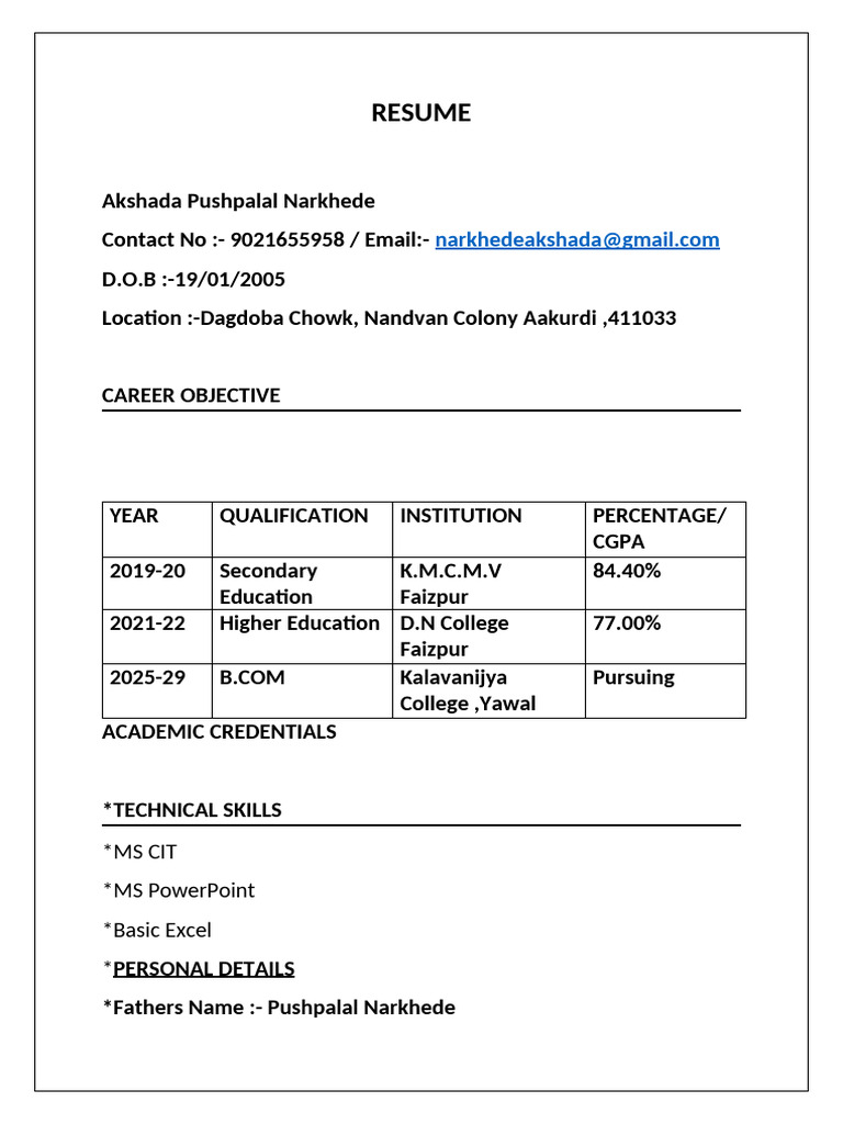 Resume: Ms Cit Ms Powerpoint Basic Excel | PDF