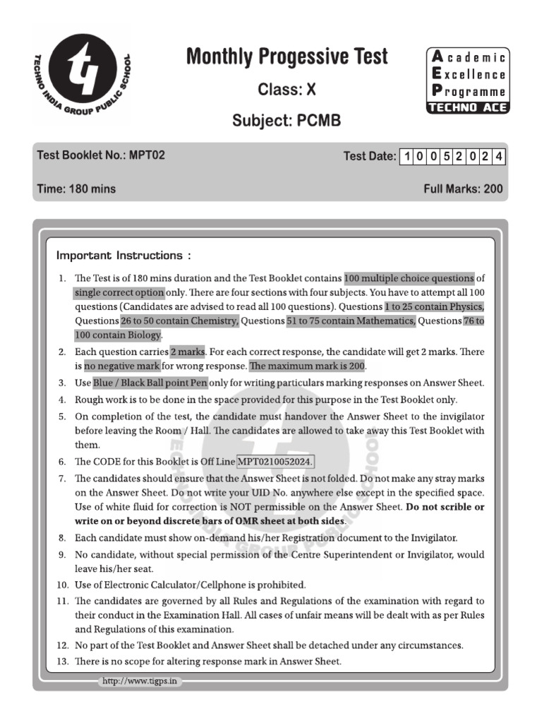Question MPT 2 X | PDF