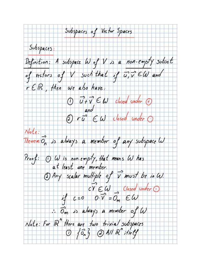 Subspaces Of Vector Spaces Pdf Linear Subspace Vector Space 8535