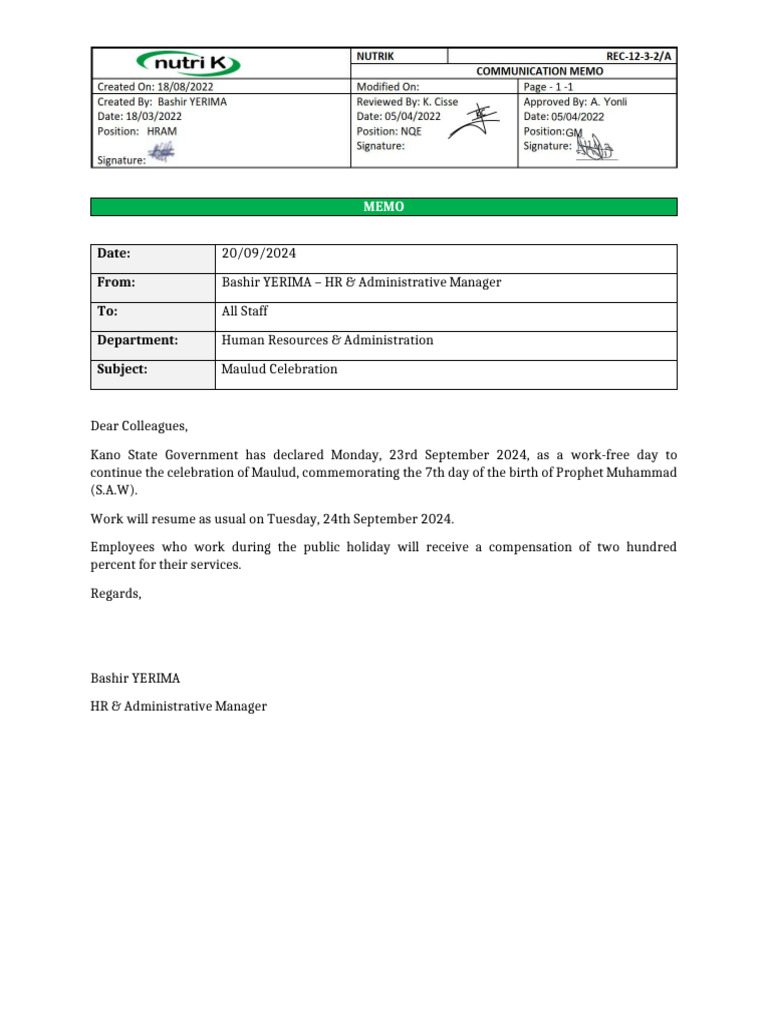 Rec-12!3!2a Communication Memo | PDF