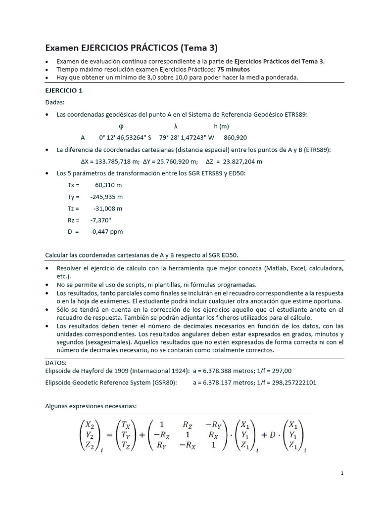 Examen_Ejercicios_T3_29.11.2021 | PDF | Geometría analítica | Cartografía