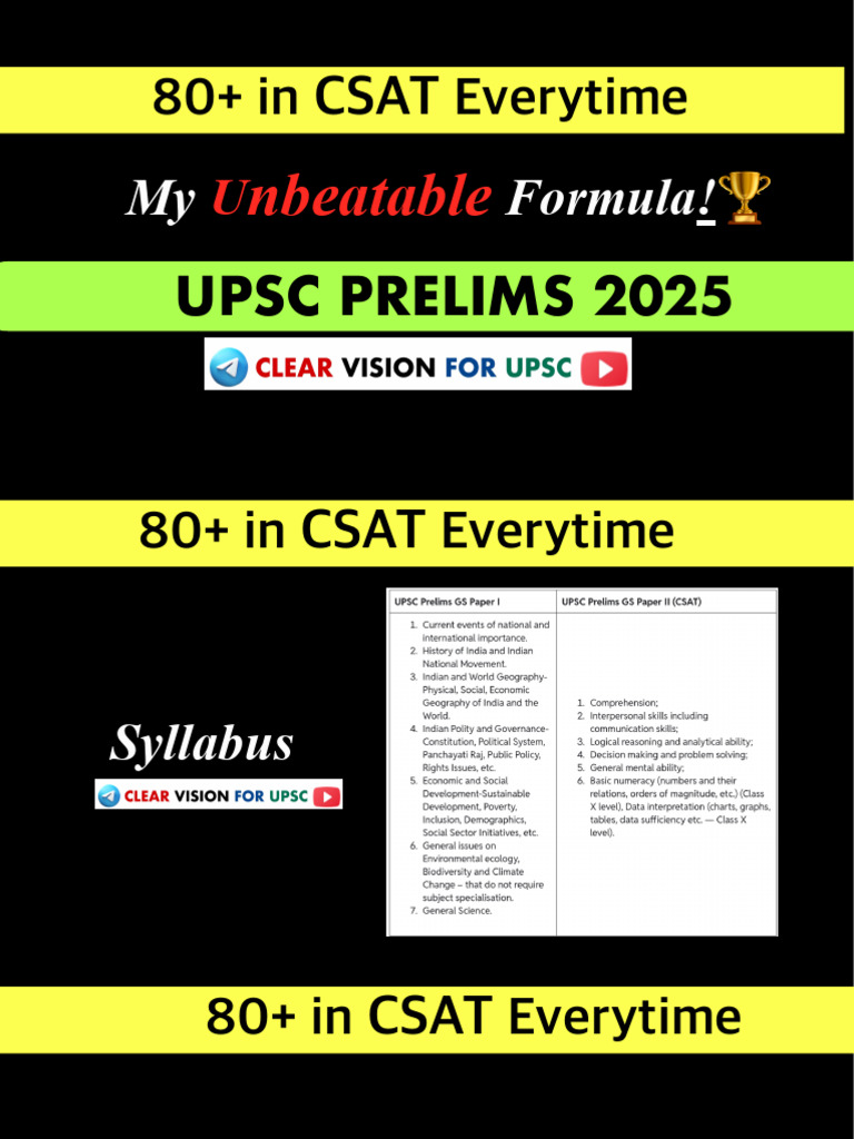 UPSC Prelims 2025: CSAT Success Formula | PDF