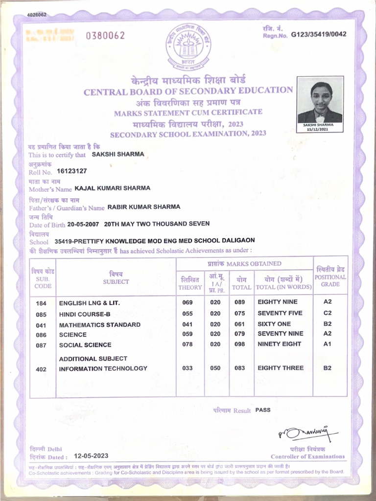 10th marksheet | PDF