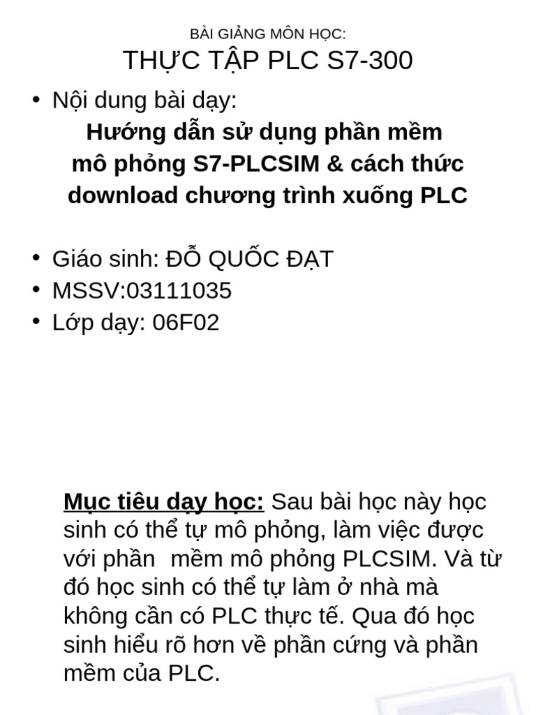 Hướng Dẫn Sử Dụng PLC SIM | PDF