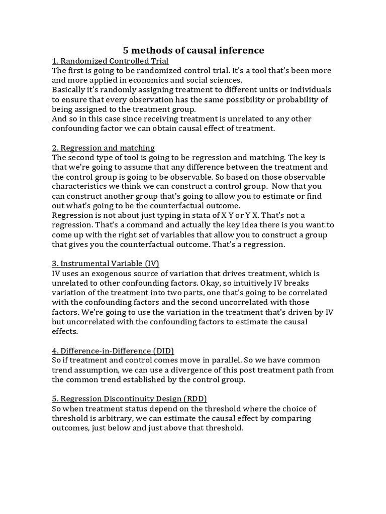 Five Methods of Causal Inference | PDF