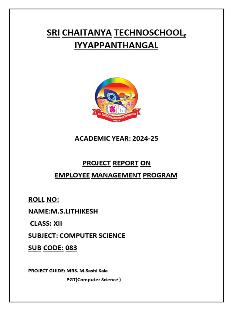 Employee Management Project Report | PDF | Python (Programming Language) | My Sql