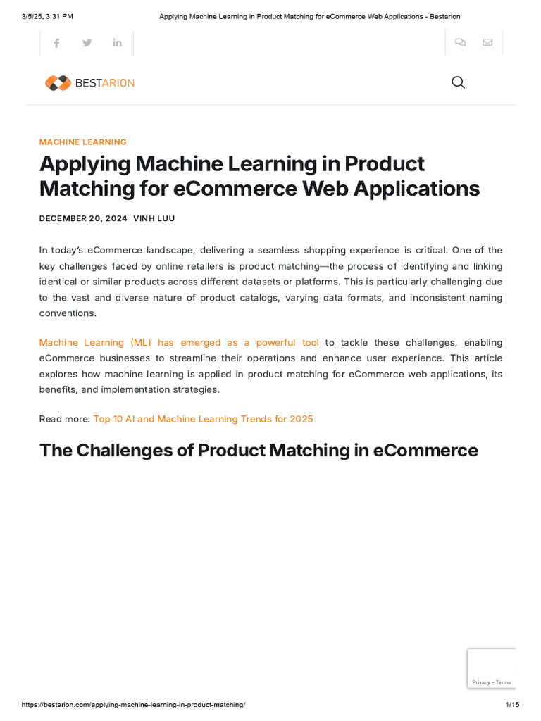 Machine Learning for eCommerce Product Matching | PDF | Machine ...