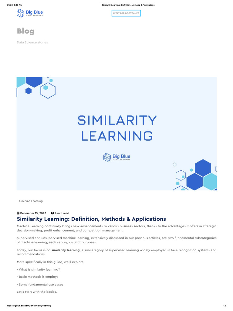 Similarity Learning - Definition, Methods & Applications | PDF | Machine Learning | Artificial ...