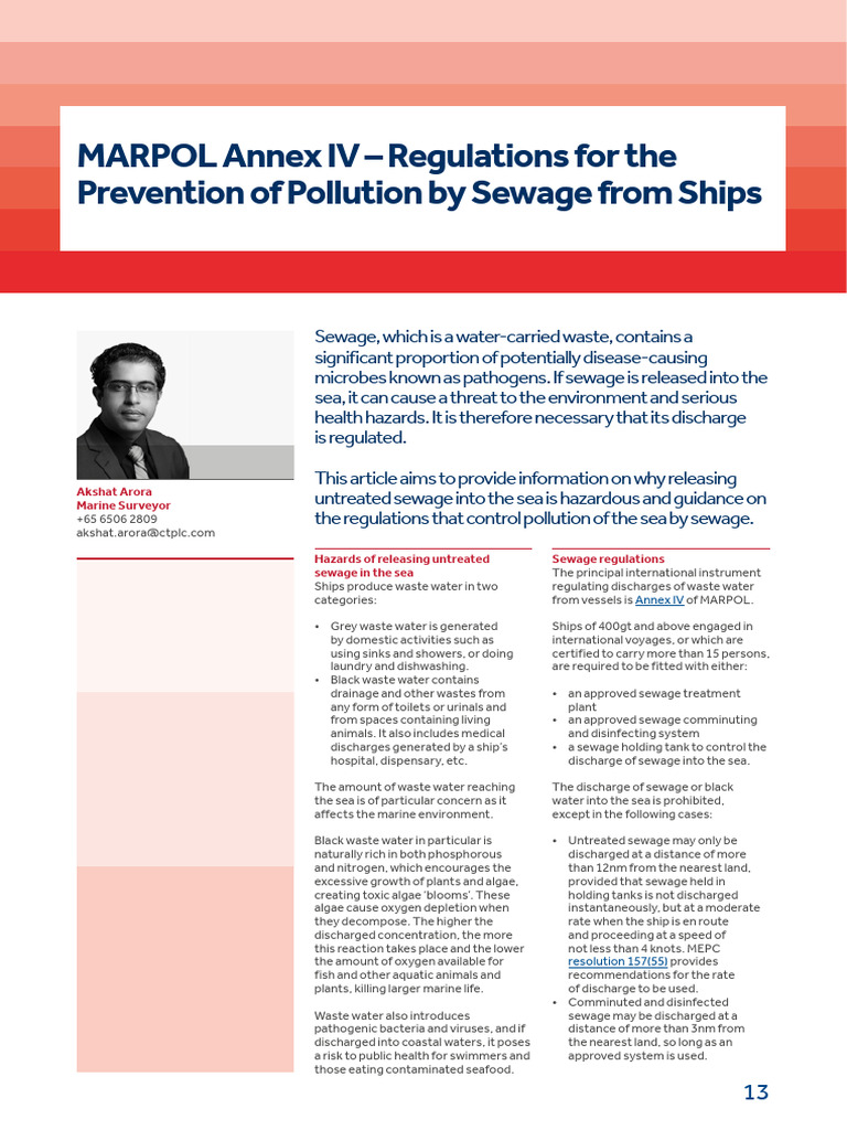 STD Club Marpol Annex IV Article | PDF | Sewage | Sewage Treatment