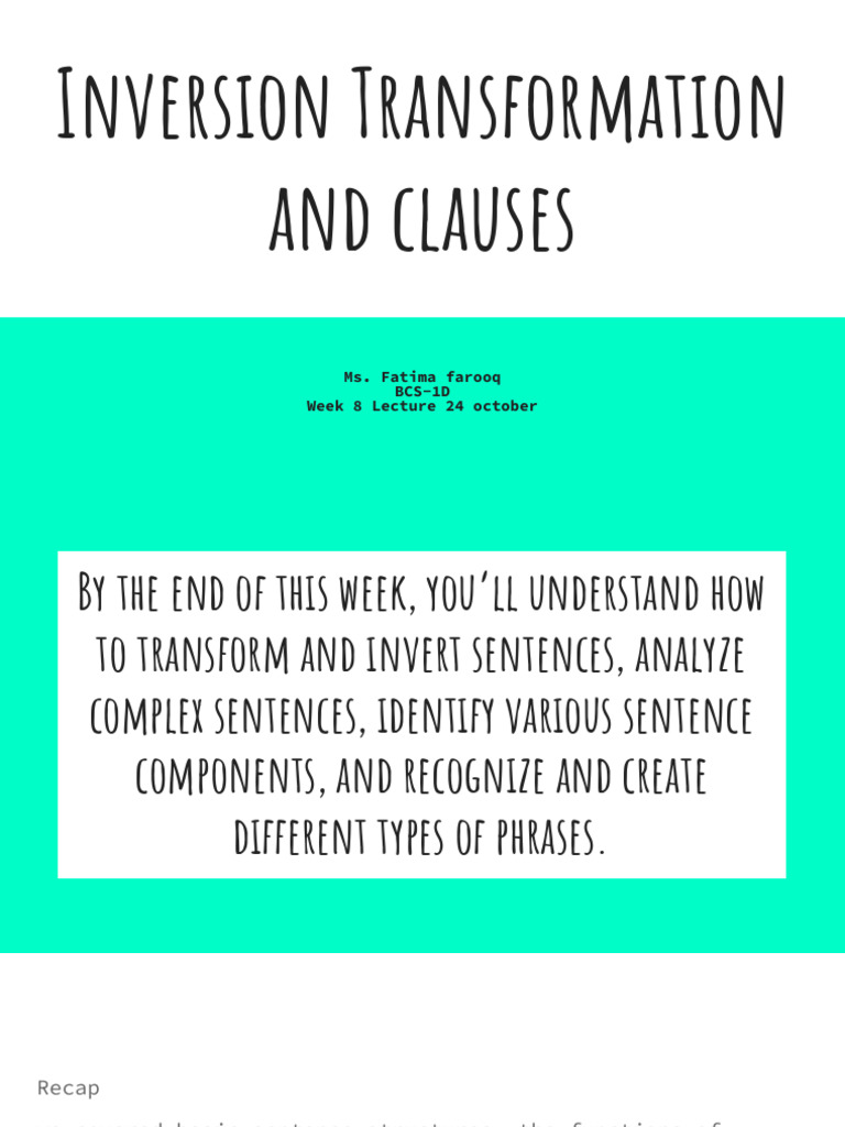 Inversion Transformation | PDF | Language Mechanics | Grammar