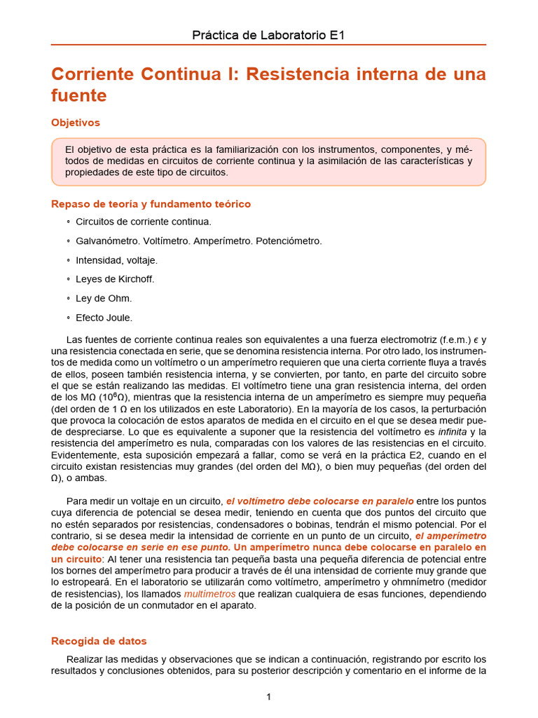 Medición de Resistencia en Circuitos DC | PDF | Resistencia Eléctrica y ...