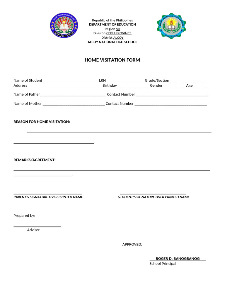 HOME_VISITATION_Form | PDF
