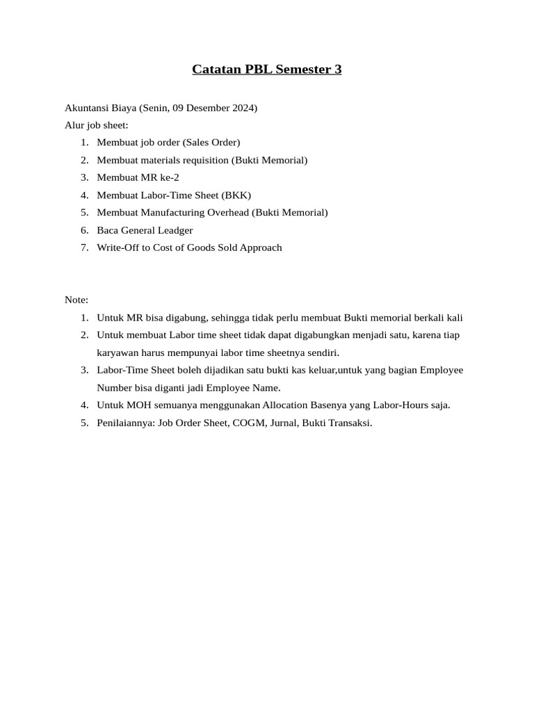 Catatan PBL Semester 3 | PDF