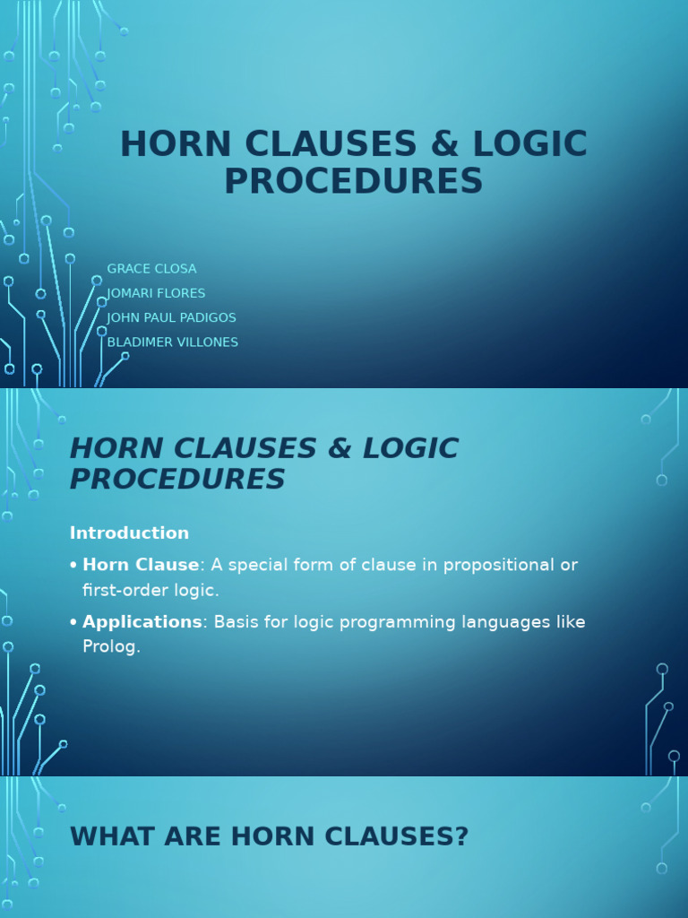 Horn-Clauses-Logic-Procedures | PDF | Mathematical Proof | Mathematics Of Computing