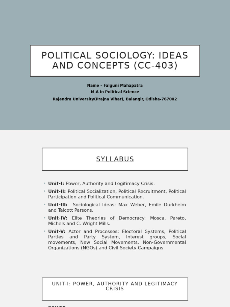Political Sociology Cc-403 | PDF | Power (Social And Political ...