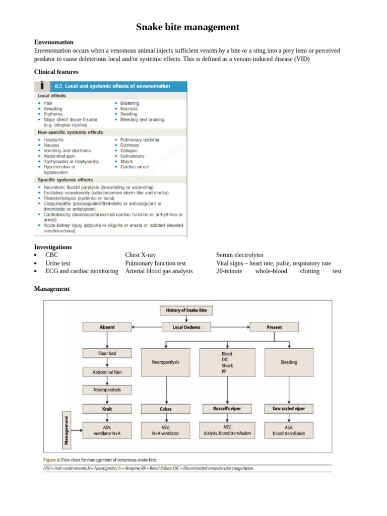 Snake Bite Management | PDF