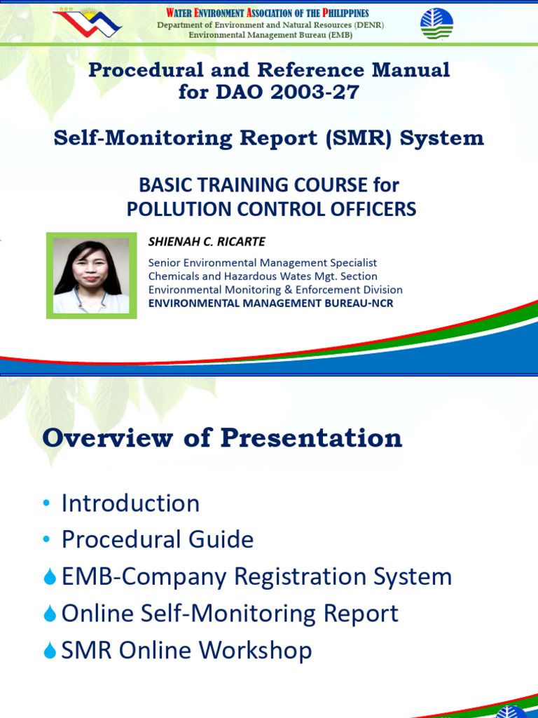 SMR System Training for Pollution Officers | PDF | Waste | Pollution