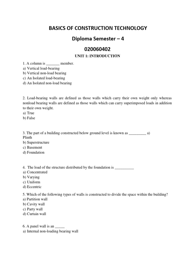Basics of Construction Technology | PDF | Deep Foundation | Foundation (Engineering)