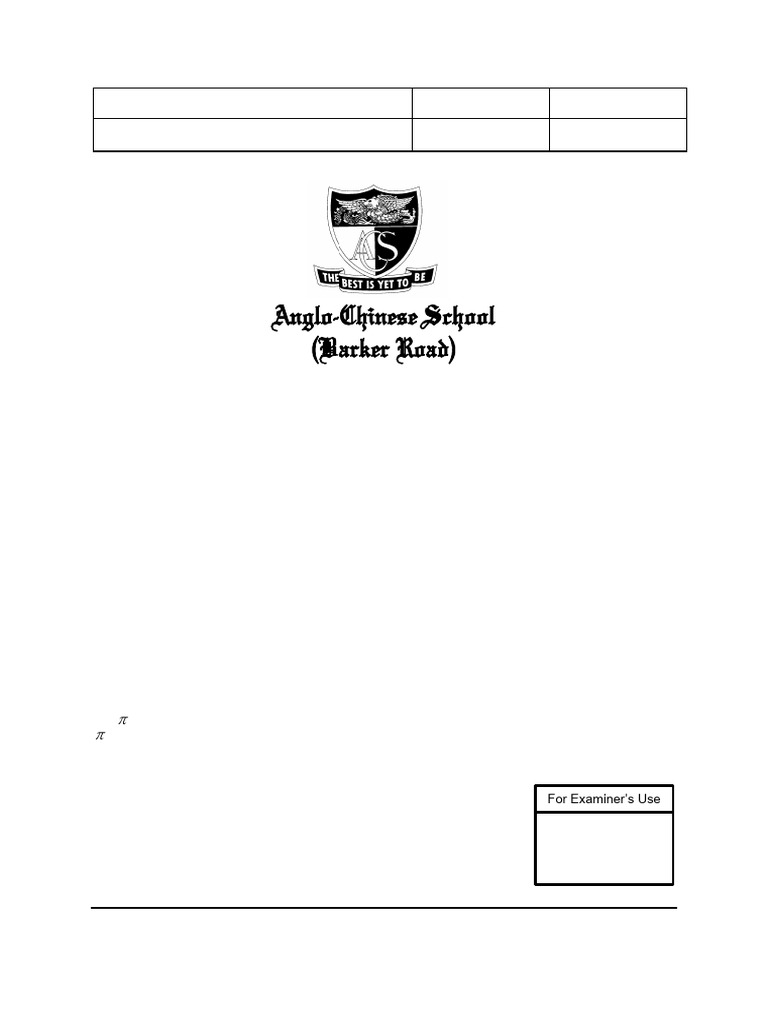 ACSBR 2023 3EXP Math EYE P2 | PDF | Area | Speed