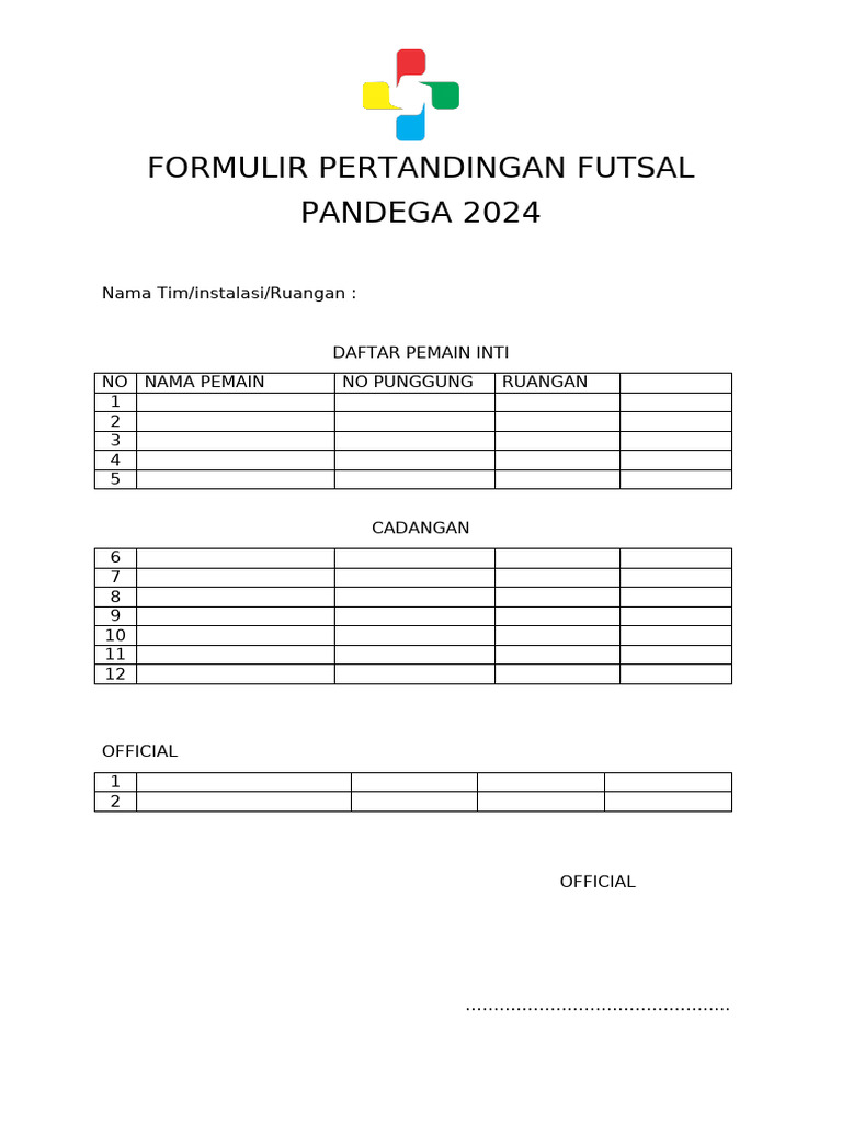 Formulir Pertandingan Futsal | PDF