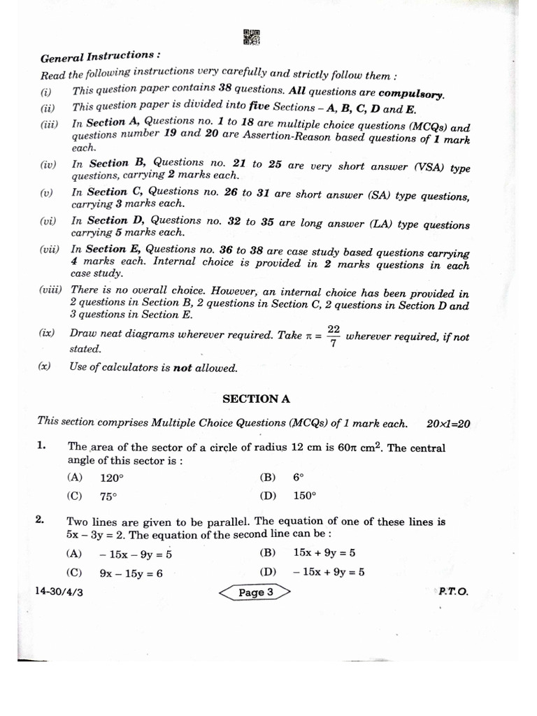 Mathematics Standard Set-3 | PDF