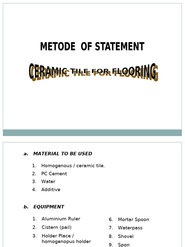 Metode Lantai Keramik Eng | PDF | Materials | Building Materials