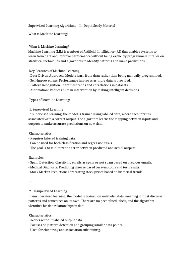 Supervised vs. Unsupervised Learning | PDF | Machine Learning | Support ...