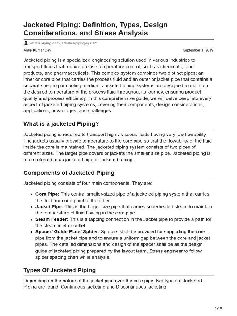 Jacketed Piping: Types and Design Guide | PDF | Pipe (Fluid Conveyance ...