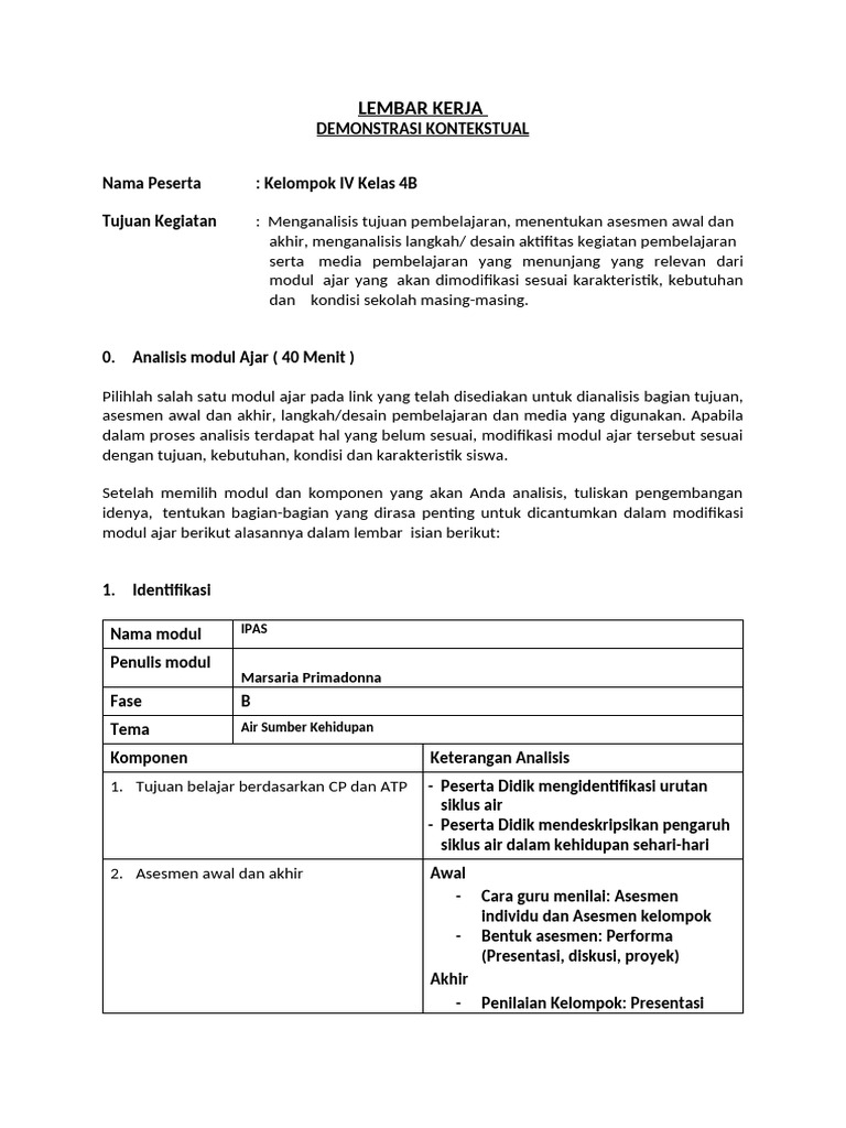 LK Demonstrasi Kontekstual MP2 Dasmen | PDF