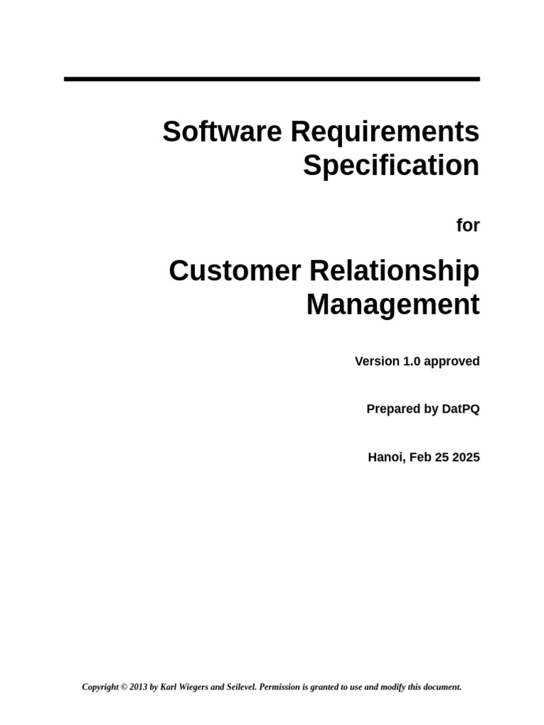 Software Requirements Specification Template 2 | PDF | Customer Relationship Management ...