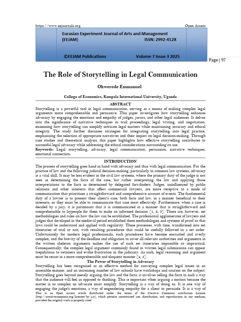The Role of Storytelling in Legal Communication (WWW - Kiu.ac - Ug ...