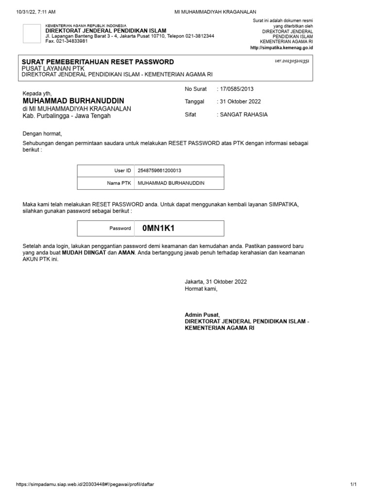 Mi Muhammadiyah Kraganalan Burhan Atur Pasword | PDF