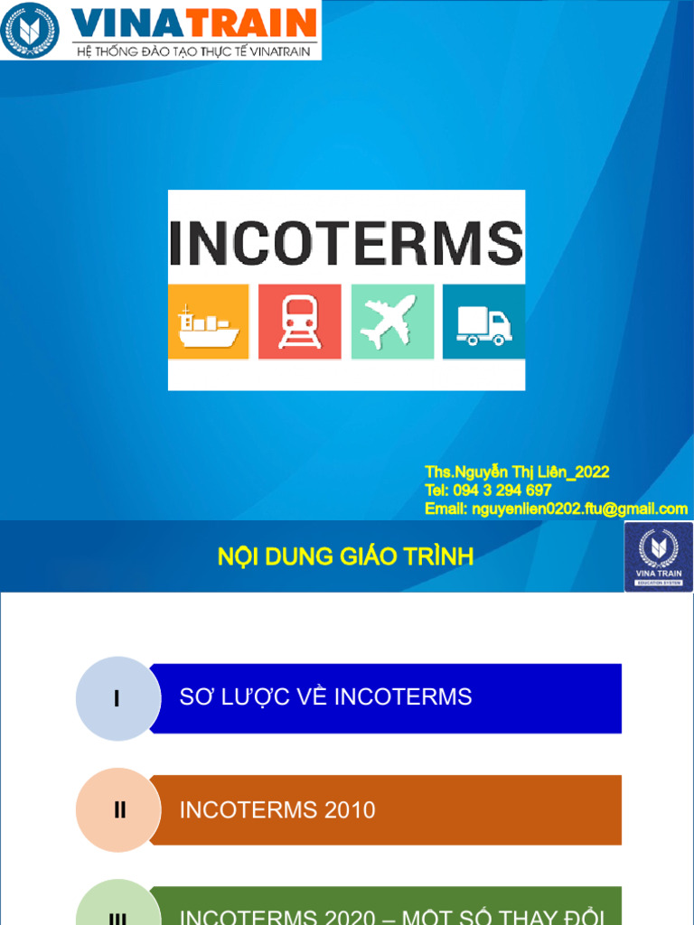 INCOTERMS - Slides Gửi HV Vinatrain | PDF