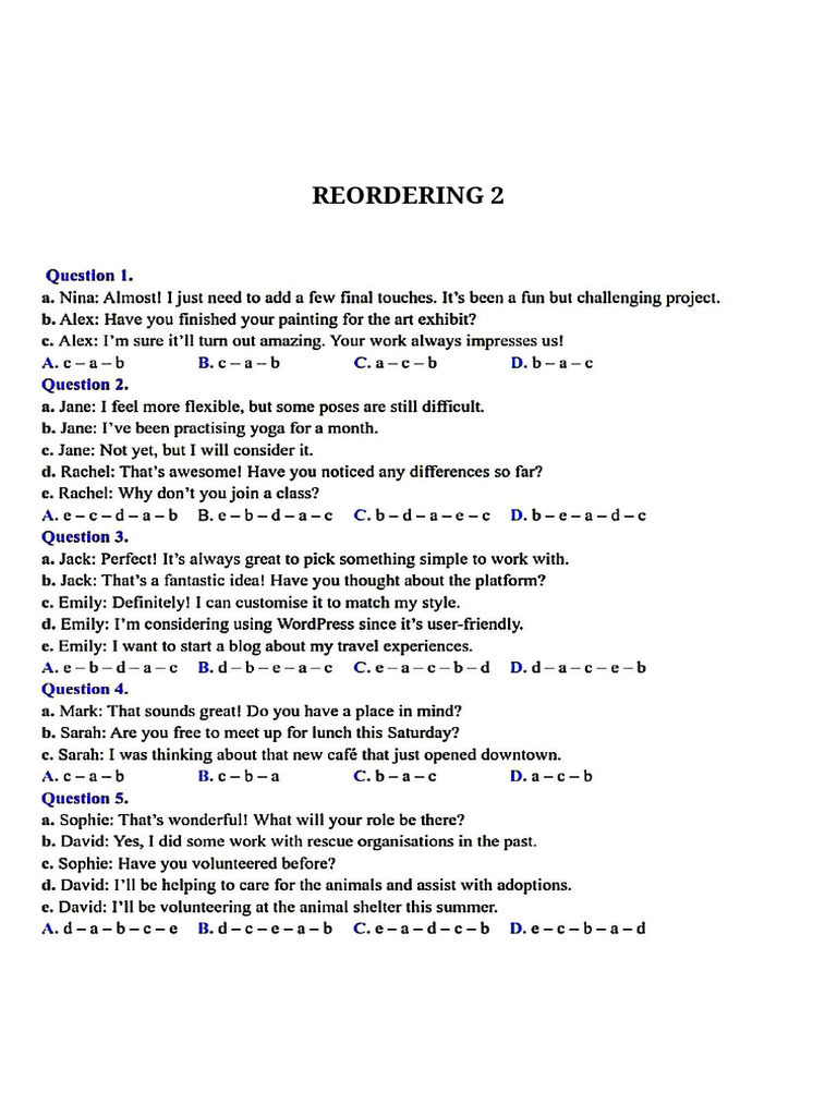 Reordering 2 | PDF