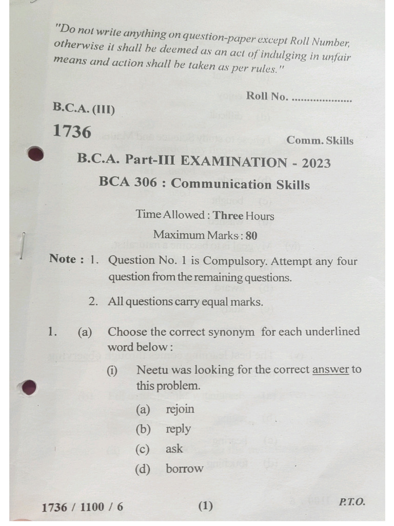 Communication Skills BCA Final Year | PDF