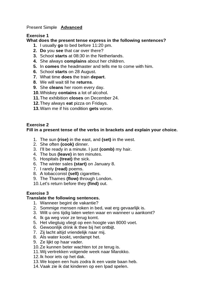 Present Simple Advanced | PDF