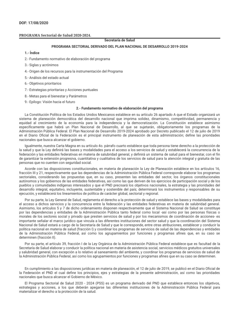 PROGRAMA_Sectorial_de_Salud_2020-2024_250113_010539 | PDF | Cuidado de la salud | Hospital